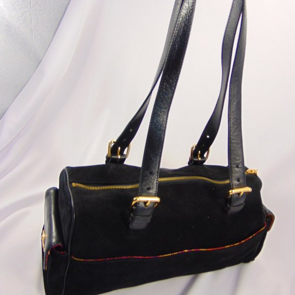 Maxx New York | Bags | Maxx New York Black Genuine Suede Leather ...